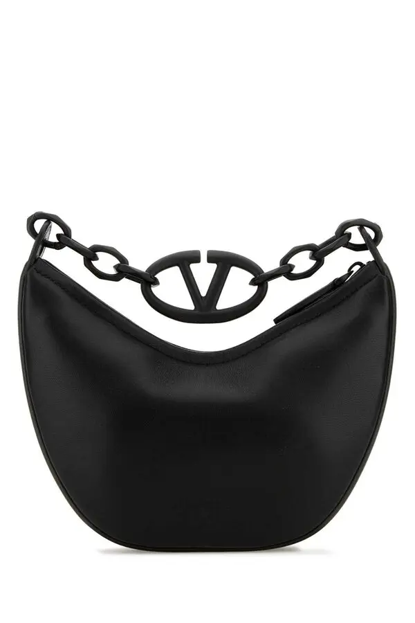 Valentino Garavani Leather Hobo Vlogo Moon Handbag - Black
