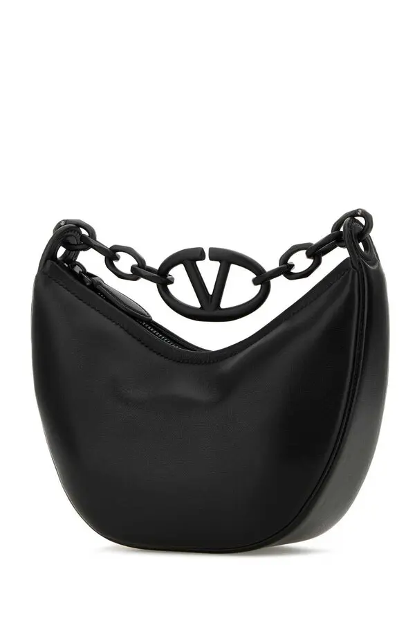Valentino Garavani Leather Hobo Vlogo Moon Handbag - Black