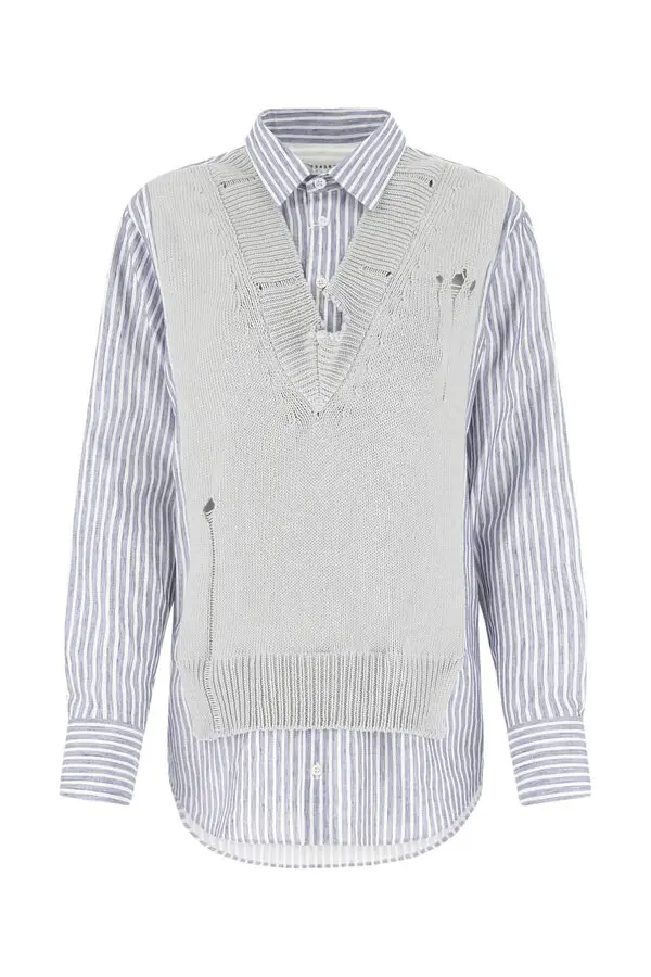 MAISON MARGIELA Embroidered Cotton Bend Shirt - Multicolor