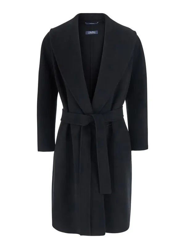 Max Mara S 'messi' Coat With Front Belt Closure In Wool For - Black