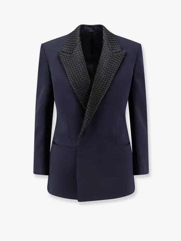 Bottega Veneta Wool Blazer With Intrecciato Detail - Multicolor