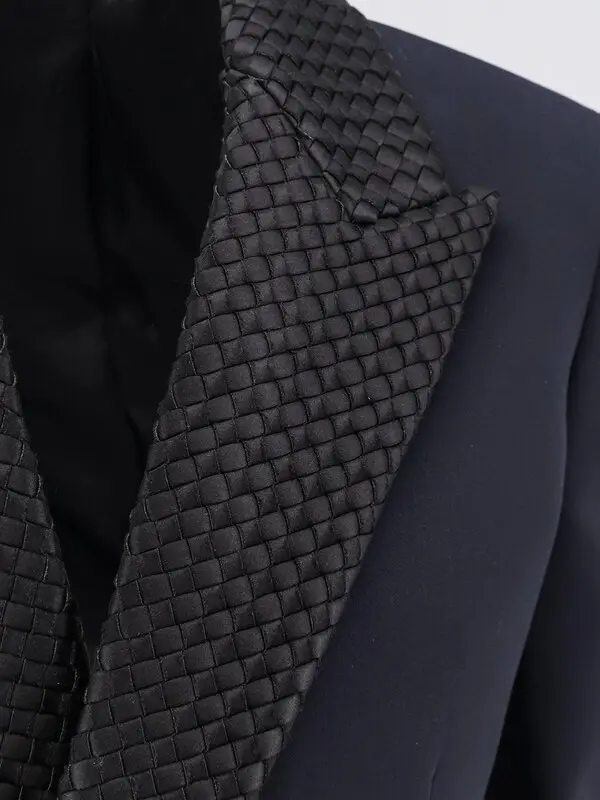 Bottega Veneta Wool Blazer With Intrecciato Detail - Multicolor