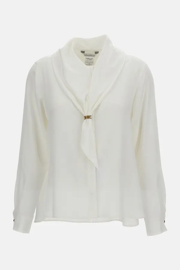 Max Mara Tie Neck Scarf Silk Shirt - Multicolor