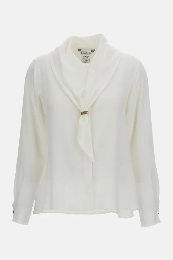 Max Mara Tie Neck Scarf Silk Shirt - Multicolor