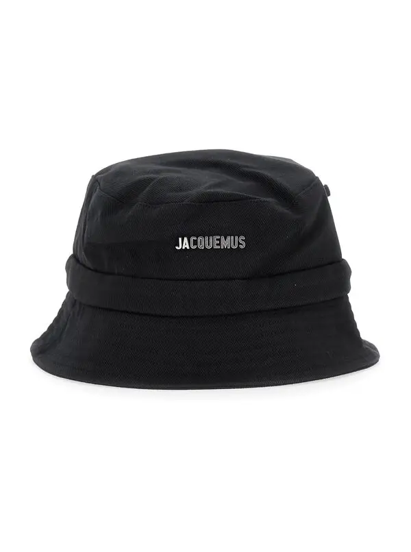 Jacquemus Fisherman Hat 'le Bob Gadjo' Black With Logo Lettering On The Front And Knot Closure On The Back In Cotton For - Multicolor