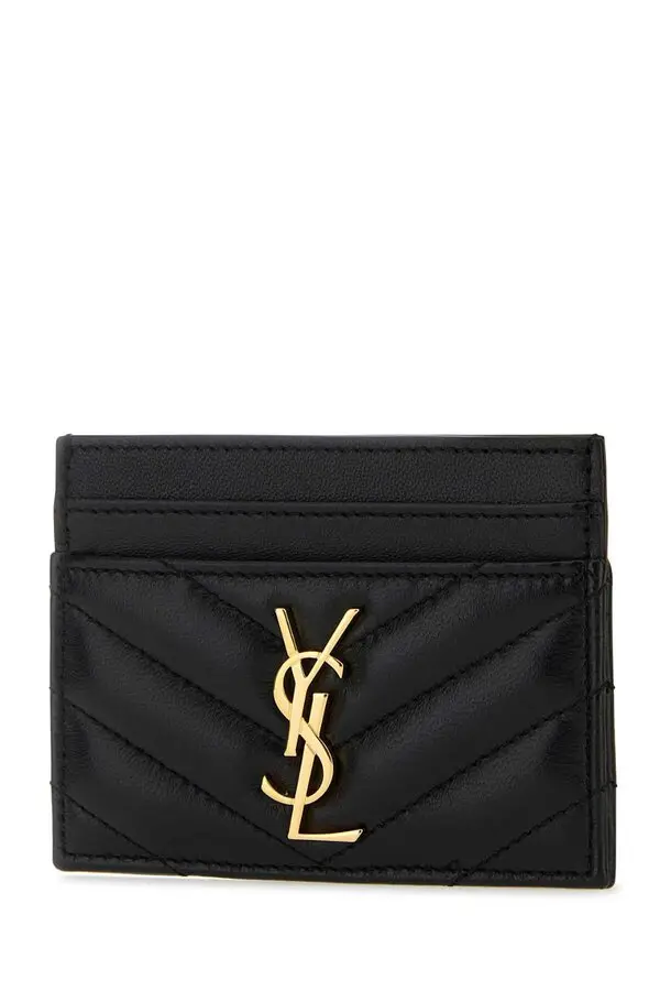 Saint Laurent Nappa Leather Cassandre Card Holder - Black