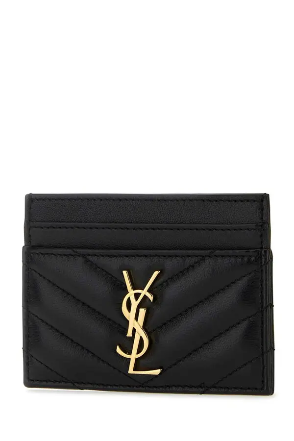 Saint Laurent Nappa Leather Cassandre Card Holder - Black