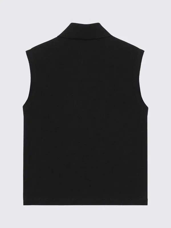 Saint Laurent Cassandre Sleeveless Cotton Pique Polo Shirt - Black
