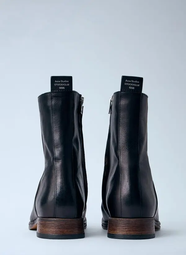 Acne Studios Leather Ankle Boots - Black