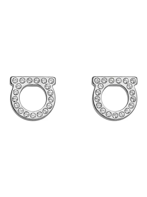FERRAGAMO Colored Earrings With Gancini Design And Butterfly Clasp In Brass For - Silver