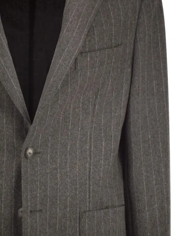 BOSS Slim-fit Blazer In Stretch Striped Flannel