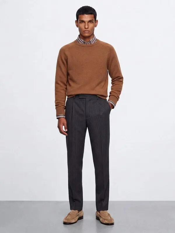 Saint Laurent Striped Cotton Poplin Shirt - Brown