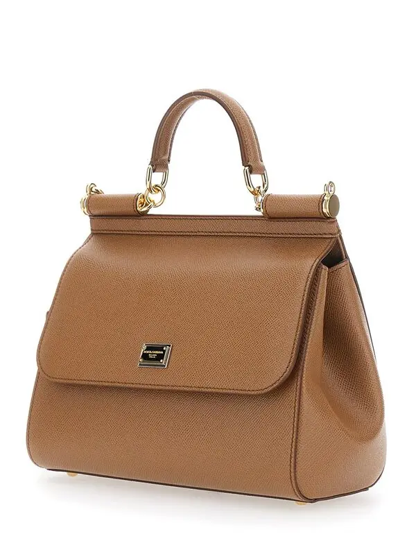 Dolce & Gabbana My Sicily Grained Leather Handbag - Brown