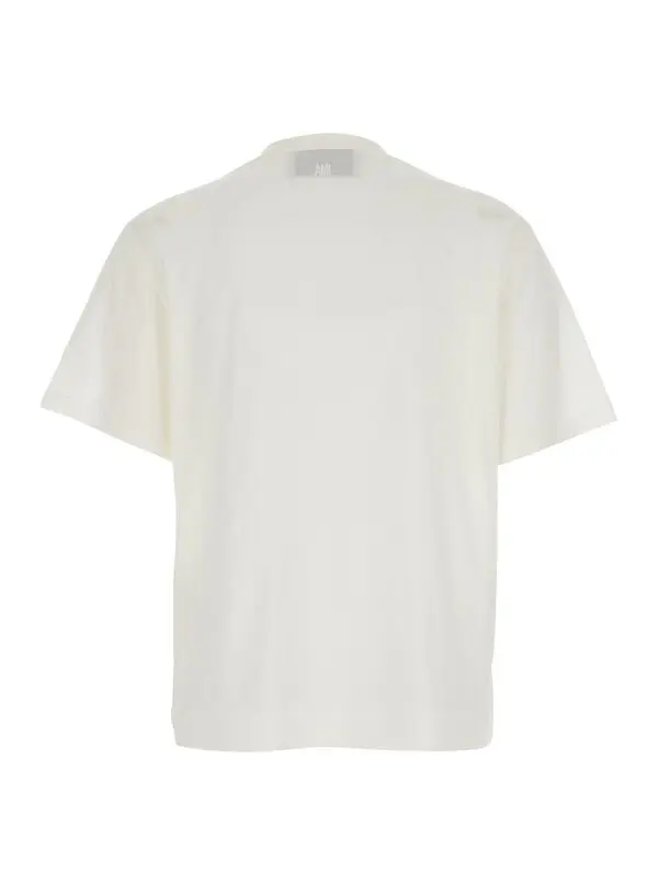 AMI Paris Cotton T-shirt With De Coeur Patch - Multicolor