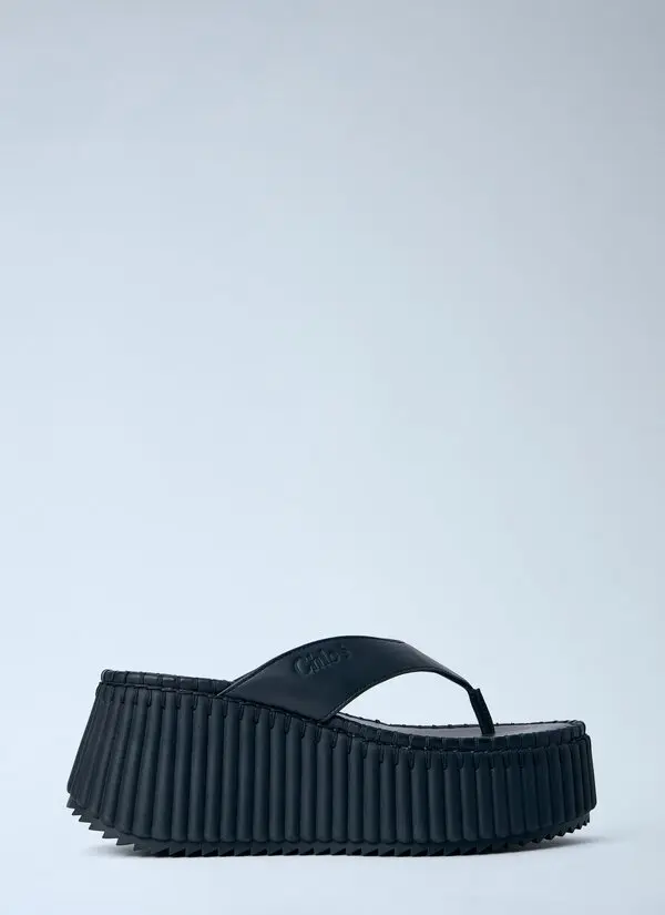 Chloé Nama Wedge Sandals - Black