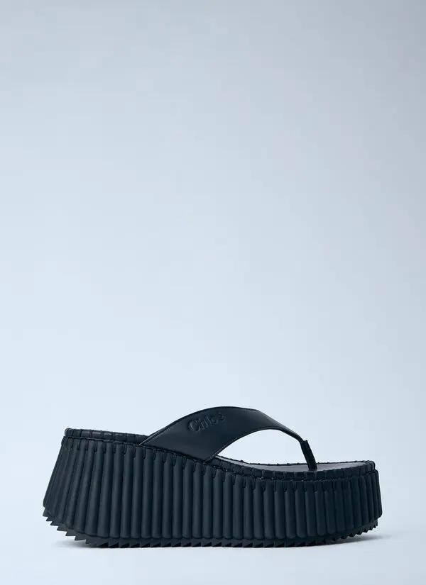 Chloé Nama Wedge Sandals - Black