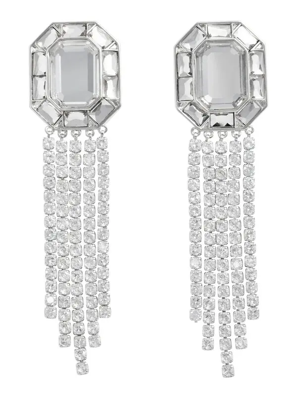 SELF-PORTRAIT Silver Crystal Droplet Earrings - Multicolor