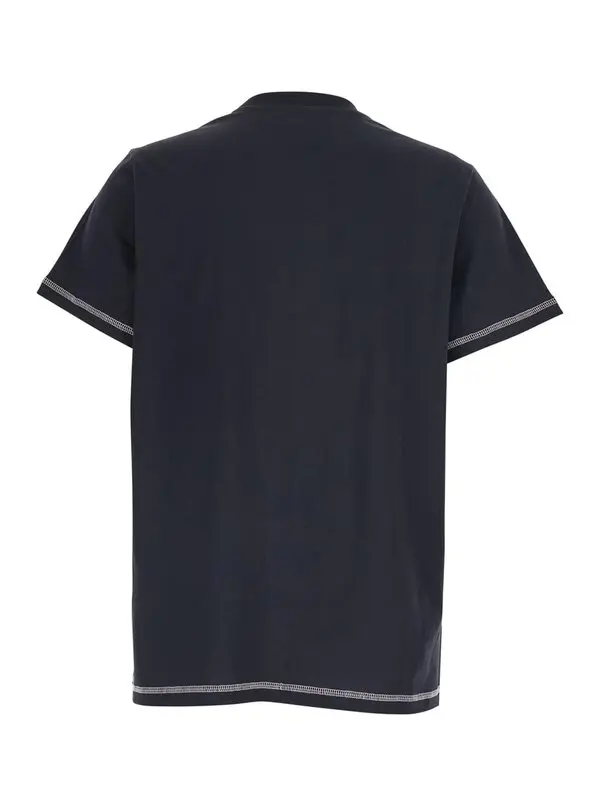 GANNI Black Round Neck T-shirt With Front Print In Cotton - Multicolor