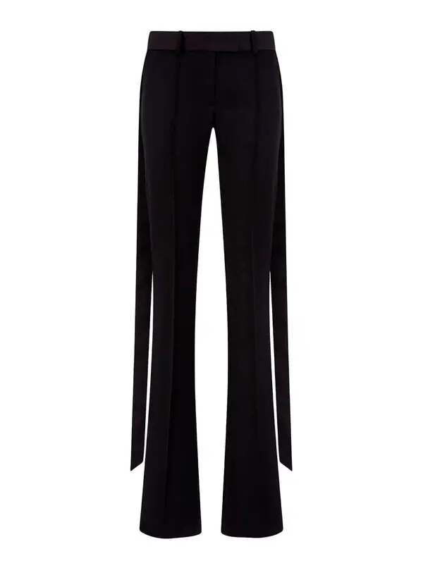 Attico Black Wide Leg Pants With Oversized Band Detail In Wool For - Multicolor