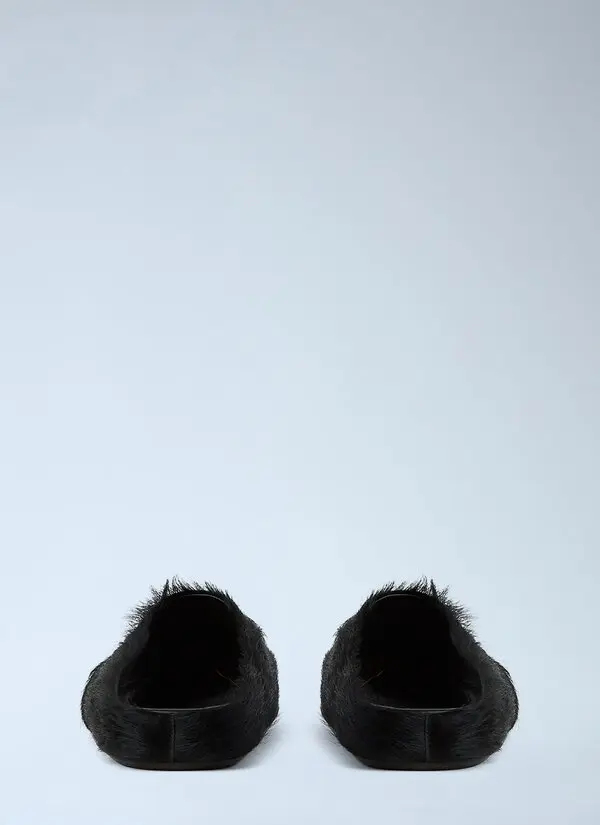 Marni Fussbett Long Haired Mules - Black