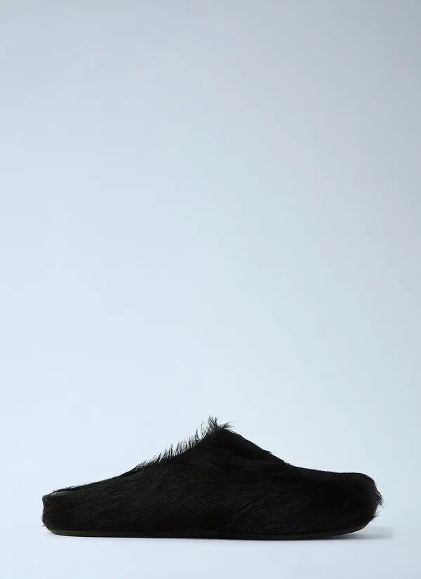 Marni Fussbett Long Haired Mules - Black