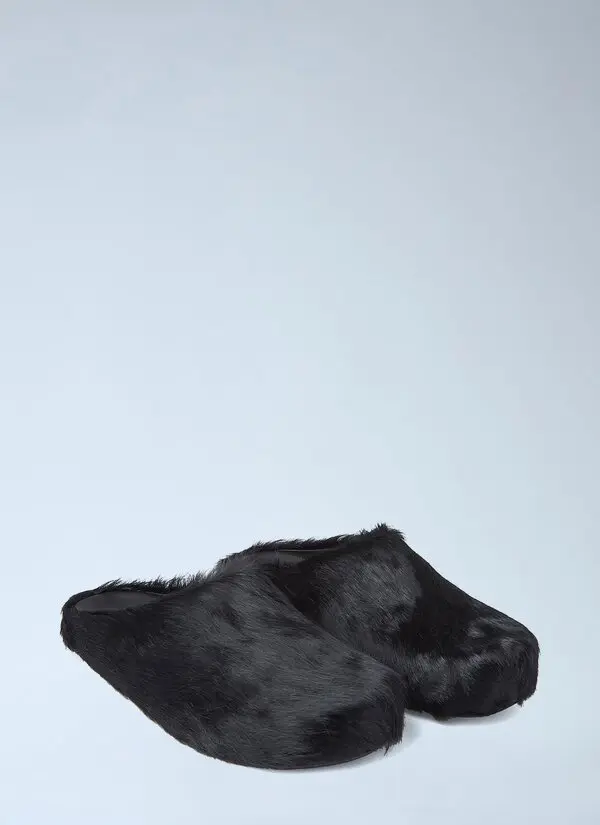 Marni Fussbett Long Haired Mules - Black