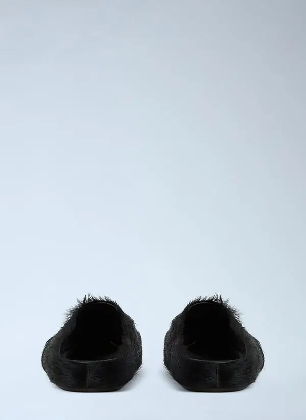 Marni Fussbett Long Haired Mules - Black