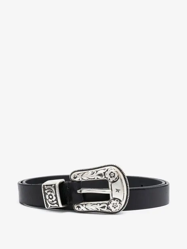 GOLDEN GOOSE Hip Lace Leather Belt - Black