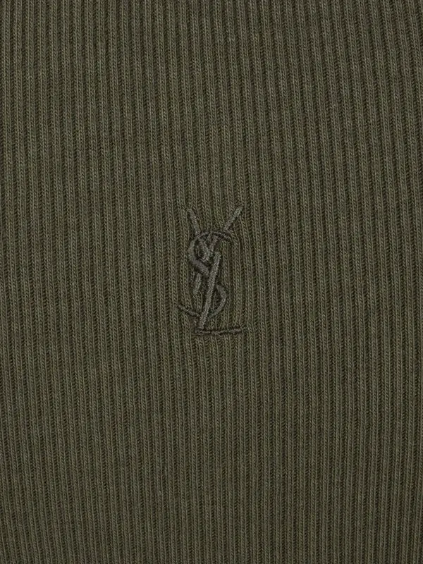 Saint Laurent Cotton Ribbed Tank Top - Green