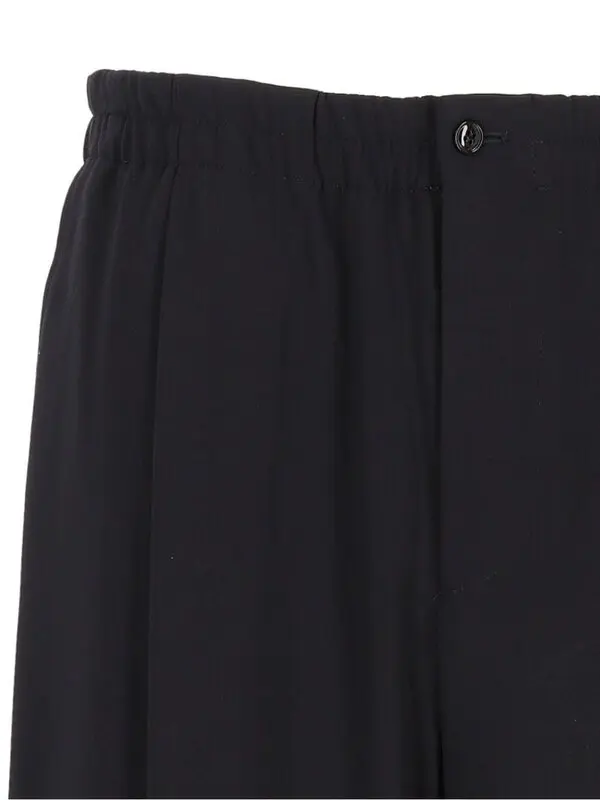 Giorgio Armani Virgin Wool Crepe Single-pleated Trousers - Blue