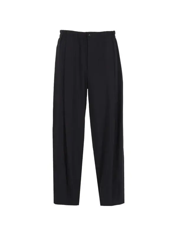 Giorgio Armani Virgin Wool Crepe Single-pleated Trousers - Blue