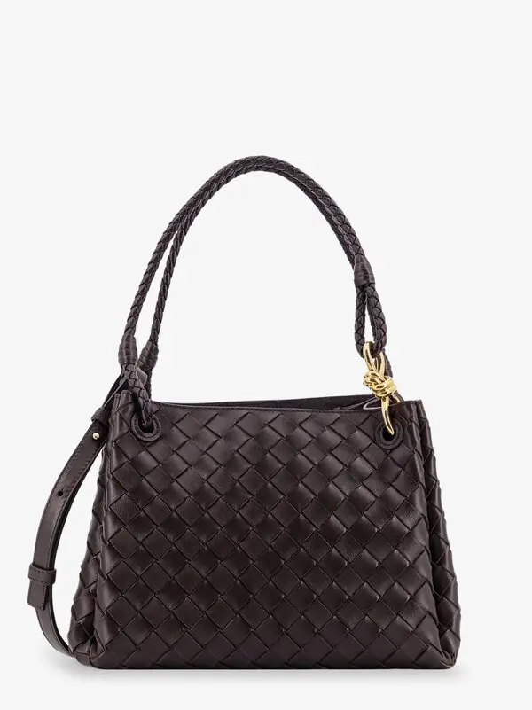 Bottega Veneta Parachute Leather Shoulder Bag With Intrecciato Pattern And Knot Detail - Multicolor