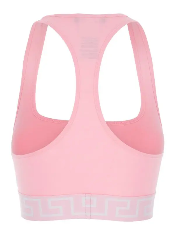 Versace Sport Top With Greca And Medusa Logo In Tech Fabric - Pink