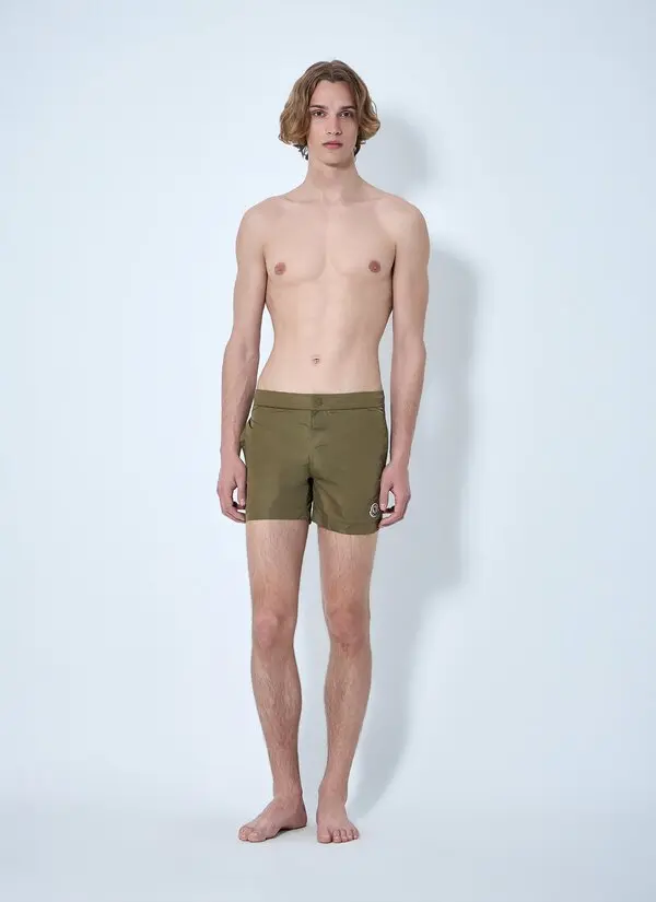 Moncler Elastic Waist Swim Shorts - Green