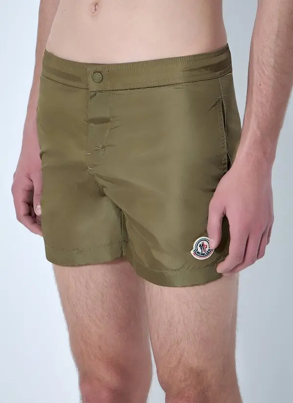 Moncler Elastic Waist Swim Shorts - Green