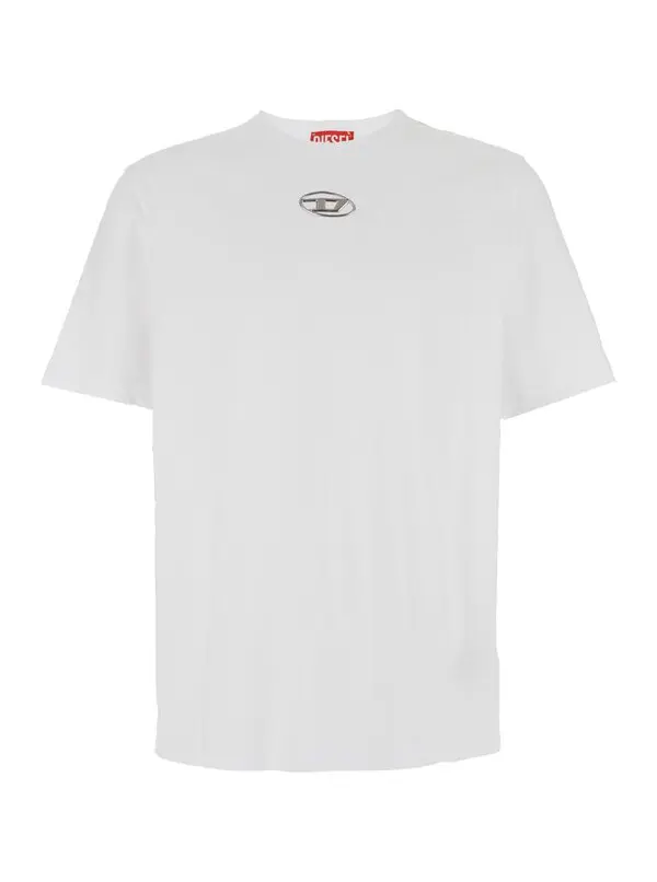 DIESEL® T-adjust-od' White T-shirt With Logo Patch On The Front In Cotton - Multicolor
