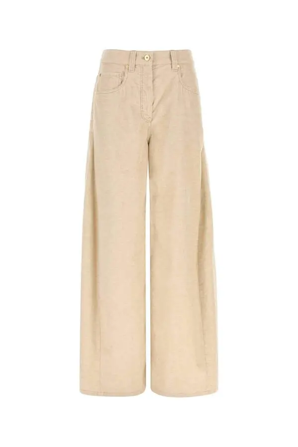 Brunello Cucinelli Sand Corduroy Wide-leg Pant - Brown
