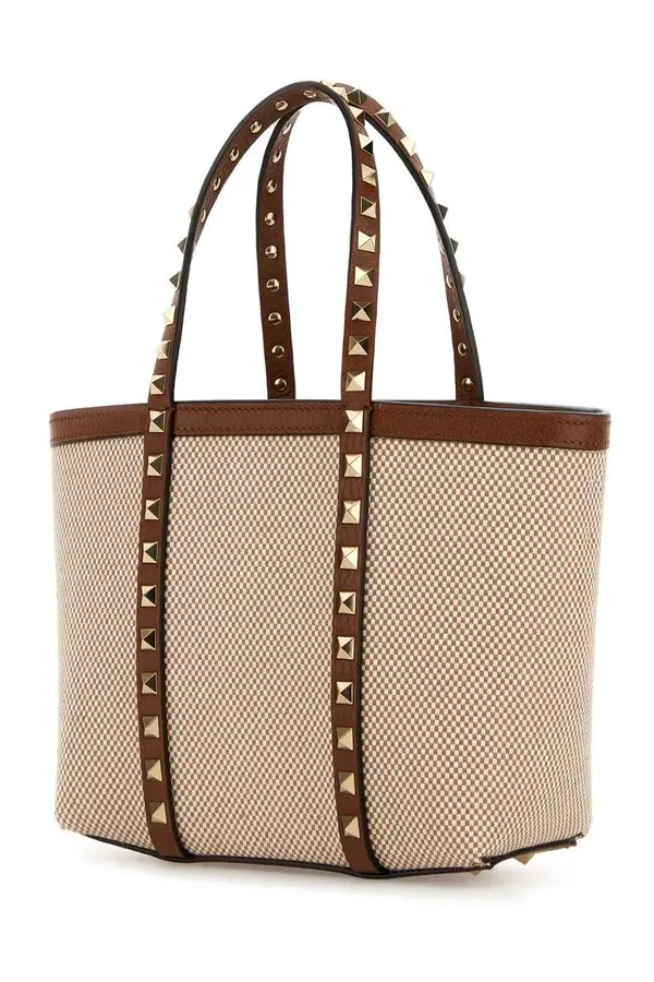 Valentino Garavani Two-tone Canvas Medium Rockstud Handbag