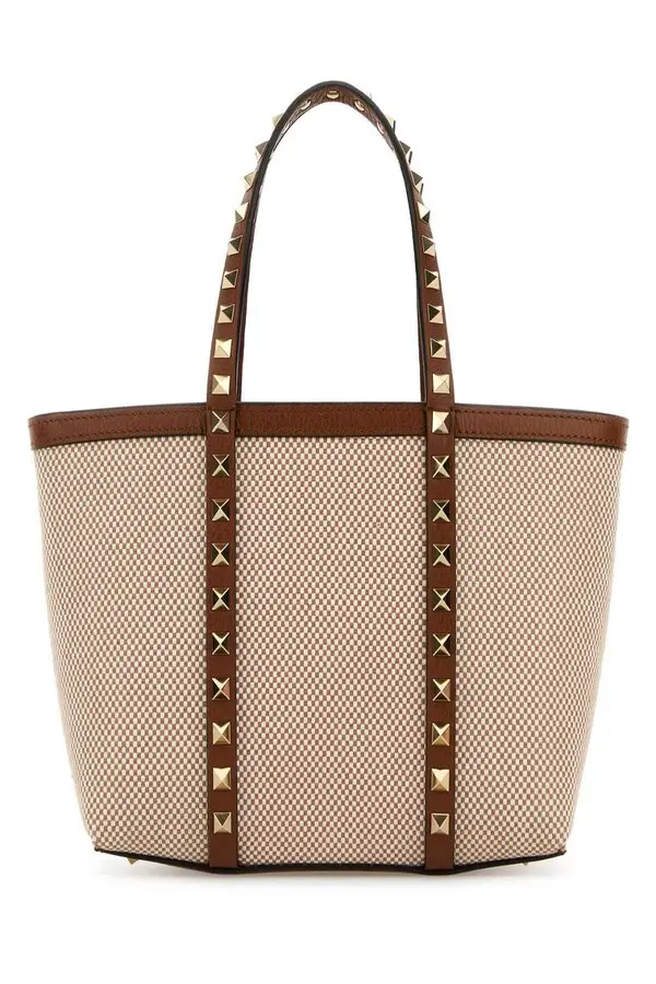 Valentino Garavani Two-tone Canvas Medium Rockstud Handbag