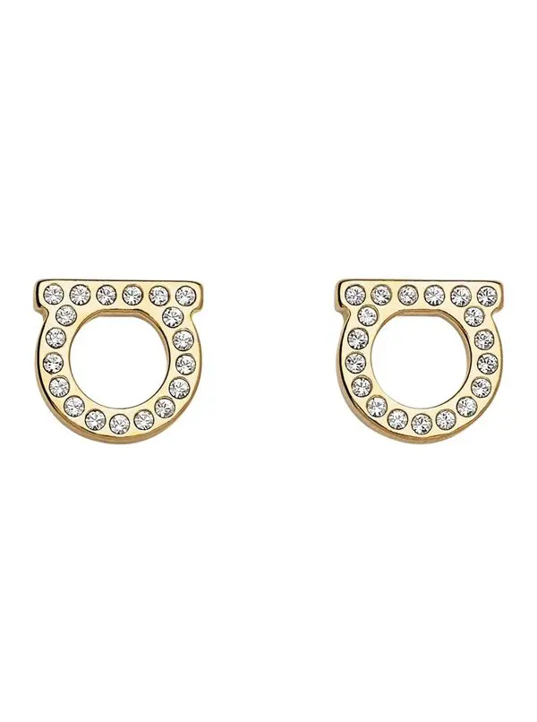 FERRAGAMO Gold-colored Earrings With Gancini Design And Butterfly Closure In Brass For - Silver