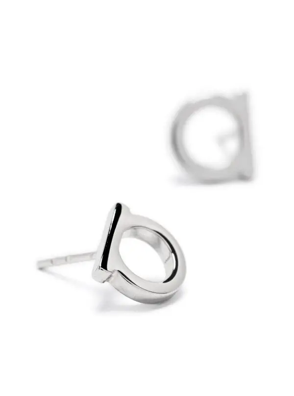 FERRAGAMO Gancini Earrings With -colored Brass Plate For - Silver