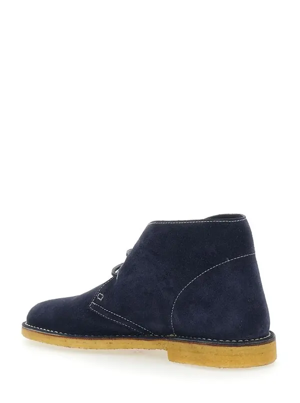 Dsquared2 Blue Lace-up With Logo Patch On The Side And Contrast Stitching In Suede For