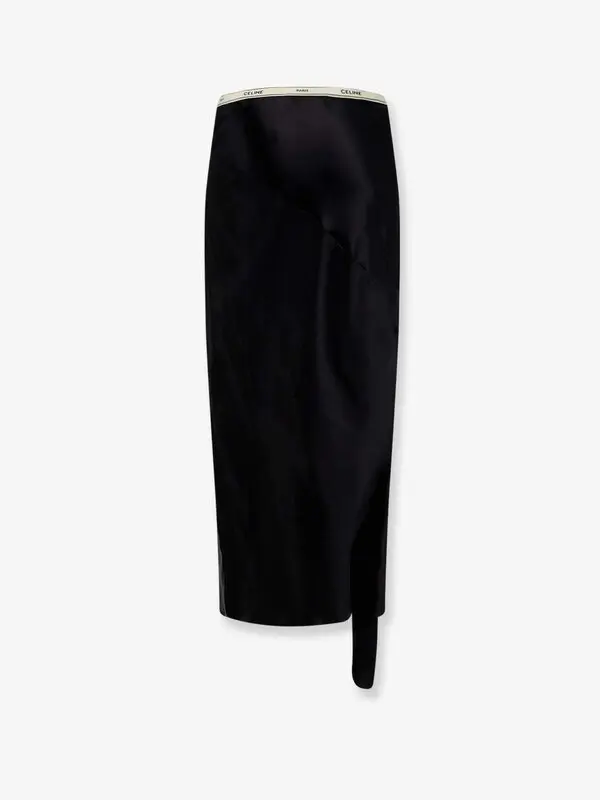 Celine Viscose Satin Midi Skirt - Black