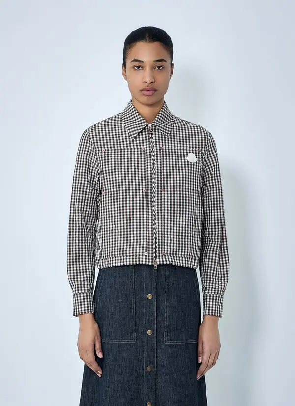 Moncler Gingham Check Shirt Jacket - Brown