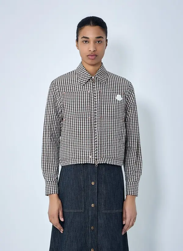 Moncler Gingham Check Shirt Jacket - Brown