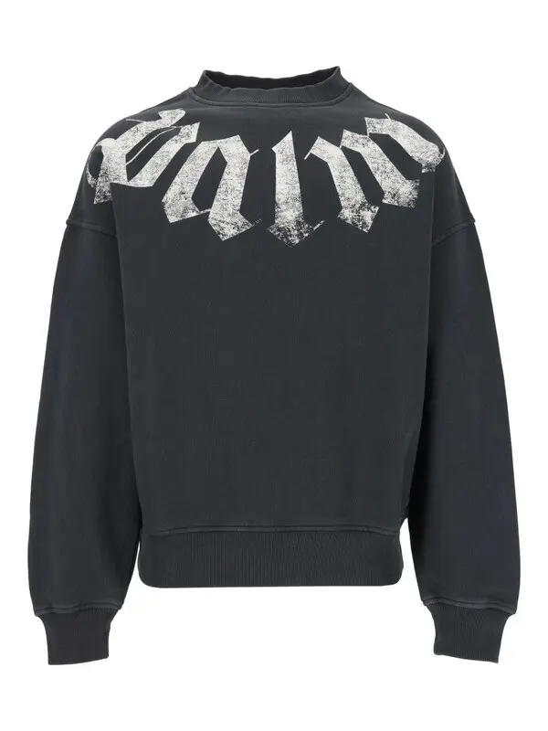 Palm Angels Cotton Oversized Sweatshirt With Lettering - Black
