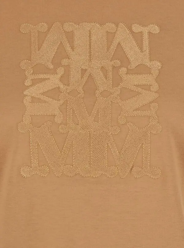Max Mara Embroidered Logo Cotton T-shirt - Cream
