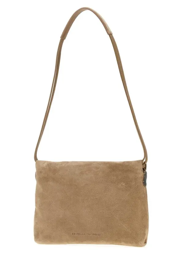 Brunello Cucinelli Beige Suede Shoulder Bag