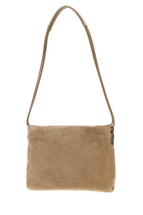 Brunello Cucinelli Beige Suede Shoulder Bag - Brown