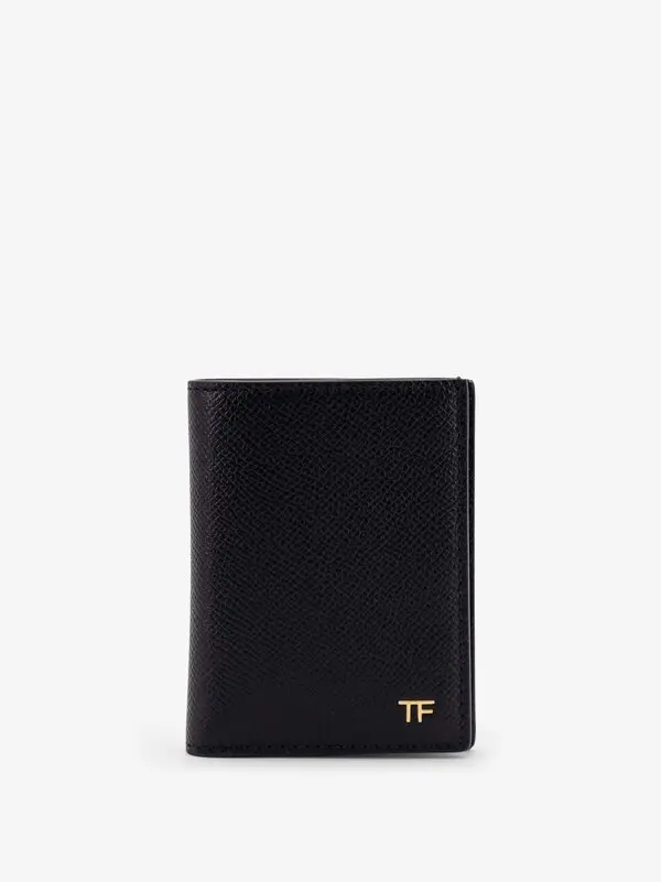 TOM FORD Leather Card Holder With Logo - Black